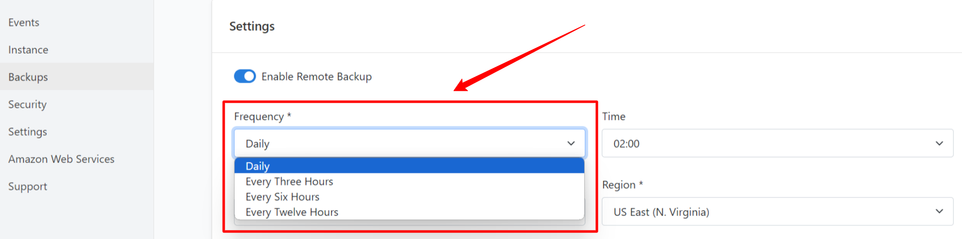 Adding more frequency options for backup. · CloudPanel Feature Requests